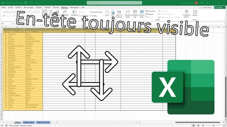 Figer les volets (lignes et colonnes) dans Excel - Le Petit Informaticien