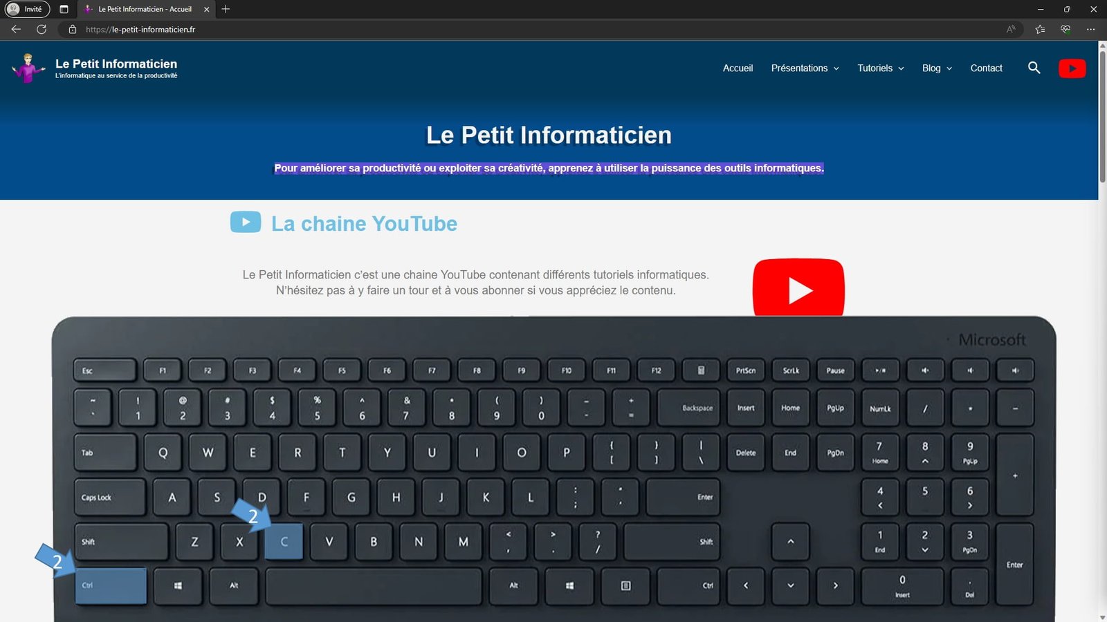Raccourci clavier copier-coller et couper - Le Petit Informaticien