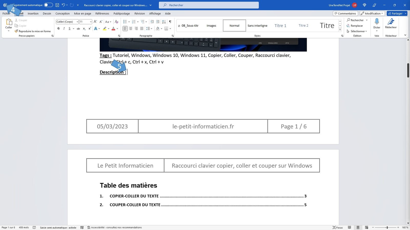 Raccourci clavier copier-coller et couper - Le Petit Informaticien