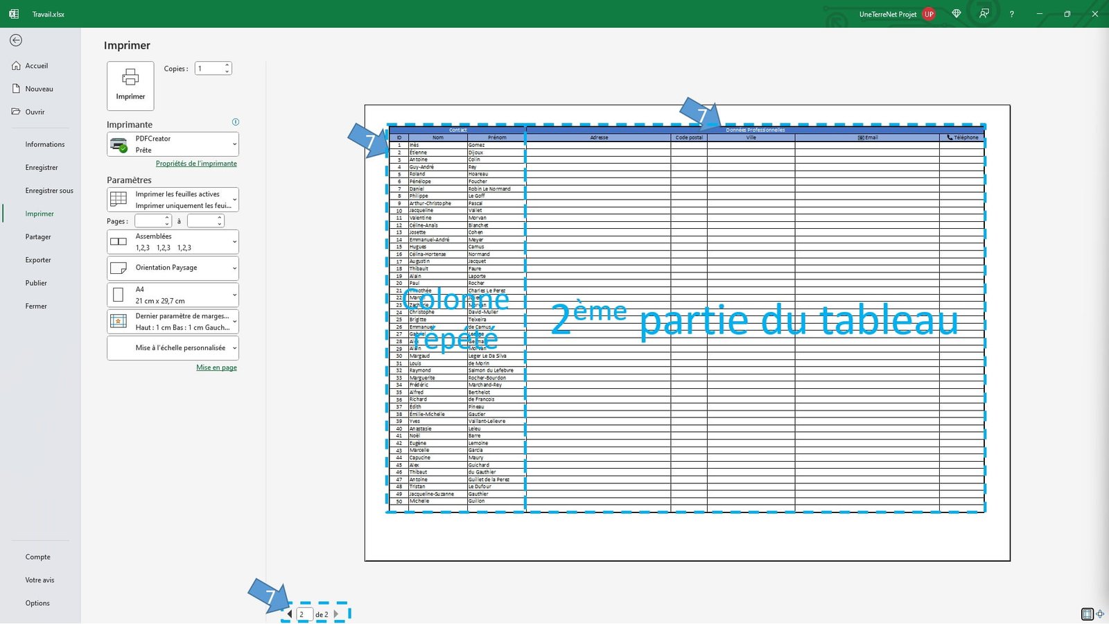 Répéter une ligne où colonne dans l'impression Excel - Le Petit ...